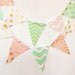 Metallic Gold Pink Mint Fabric Banner Bunting Pennant