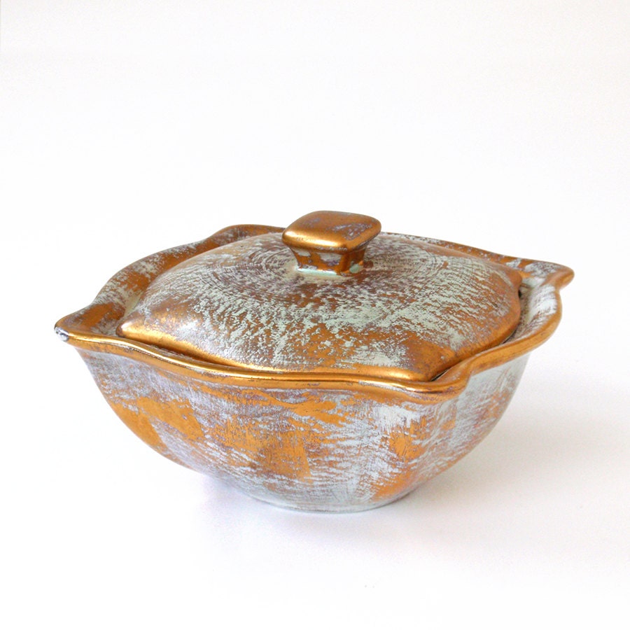 Vintage Hand Painted Stangl Antique Gold Lidded Candy Dish 3676 – Haute ...
