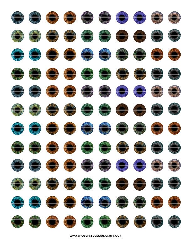 4mm Realistic Human Eyes Printout Collage Sheet of Eye Designs