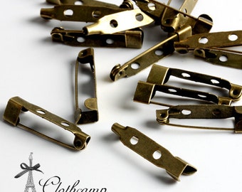 20pcs Antique Bronze Plated Iron SAFETY PIN brooch