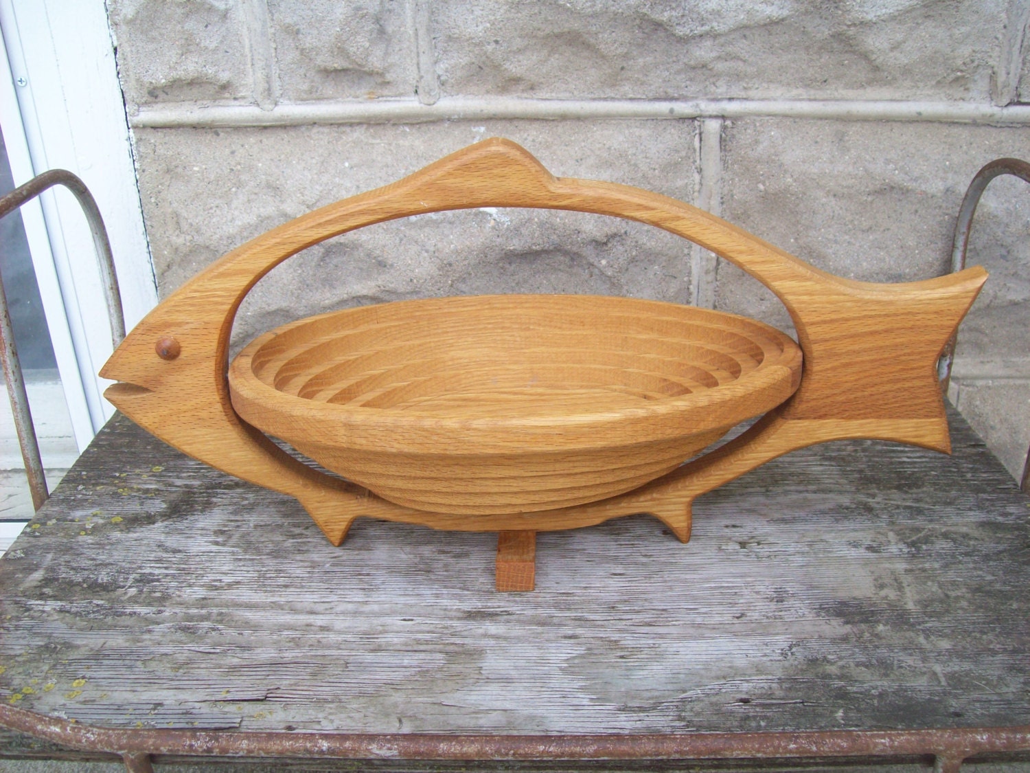 Collapsible Wooden Fish Basket / Bowl / Trivet Mid Century Modern Look ...