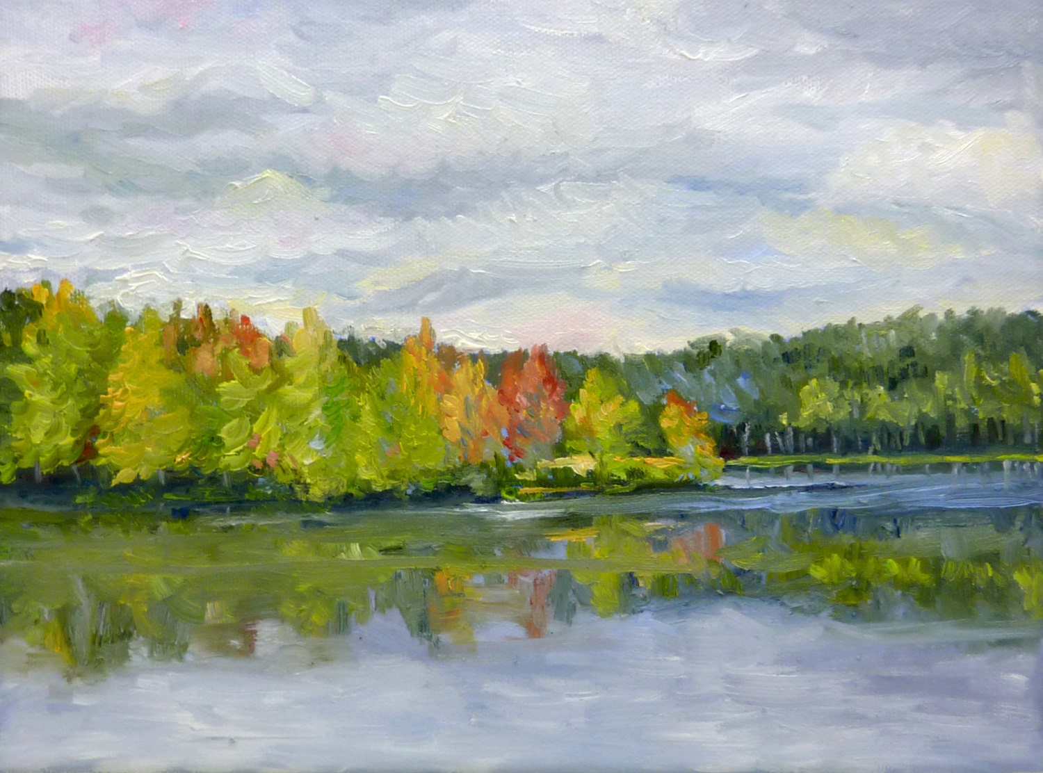 Fine ART Original Lake Landscape Oil Painting Fine ART Original Lake Landscape Oil Painting