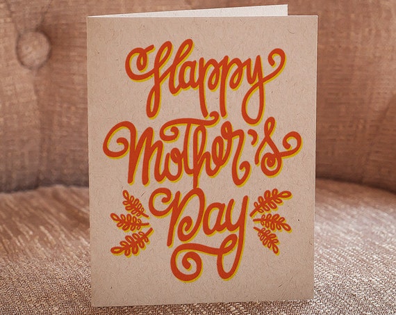 Items Similar To Happy Mother s Day cursive Letterpress Card On Etsy