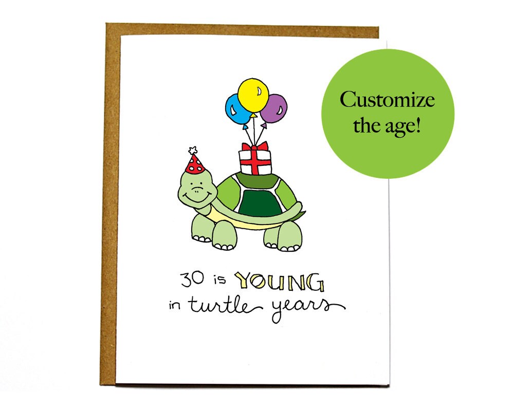 Funny turtle birthday card custom by DarkroomandDearly on Etsy