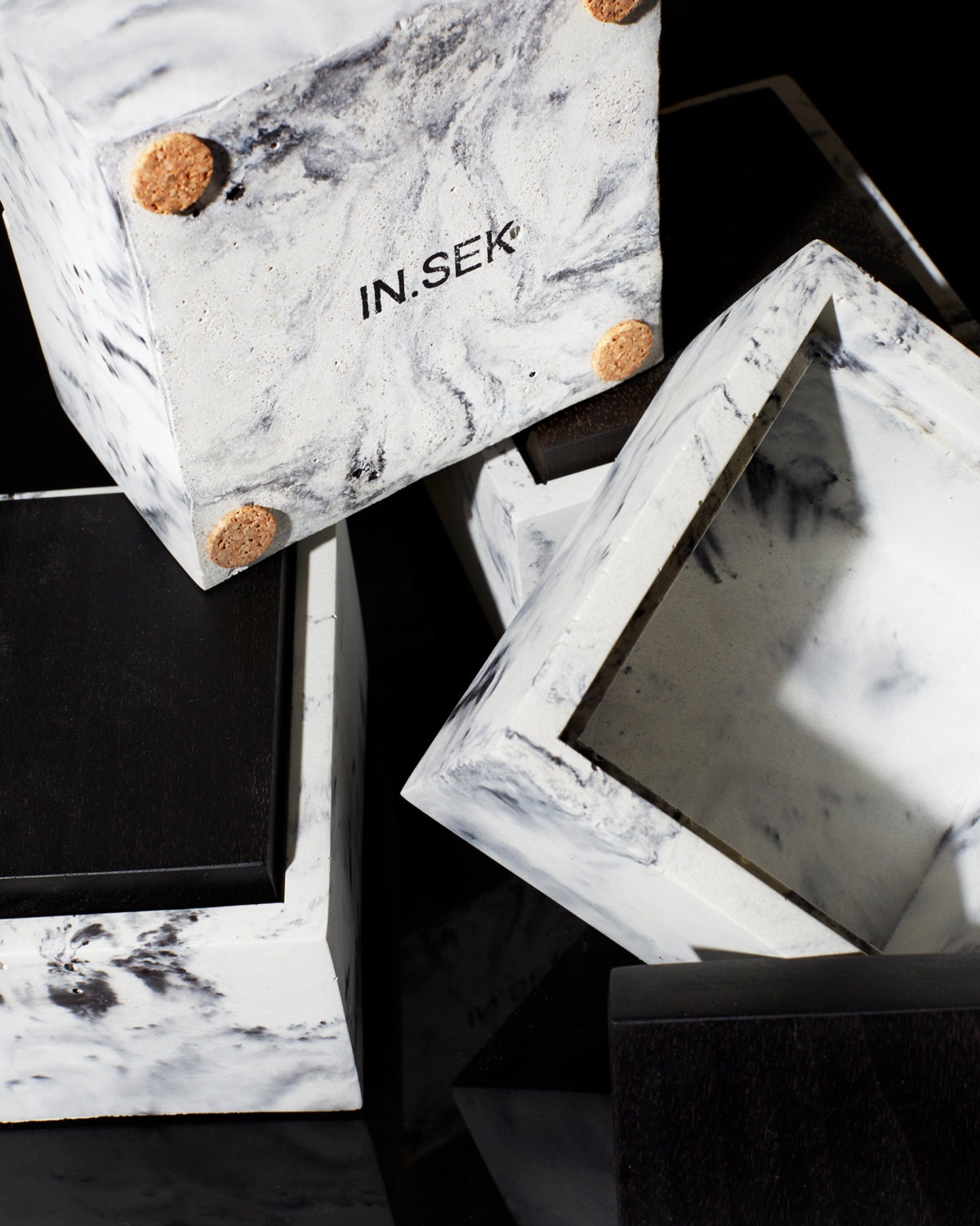 Small Marbled Square Concrete Box with solid by INSEKDESIGN