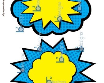 Superhero Signs Boom Pow Zap Bam Pop 8.5 x 11 by BsquaredDesign