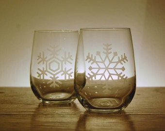 Unique snowflake glassware related items | Etsy