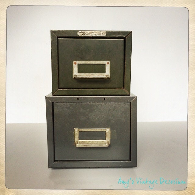 vintage steelmaster card file box stackable retro office accessory ...