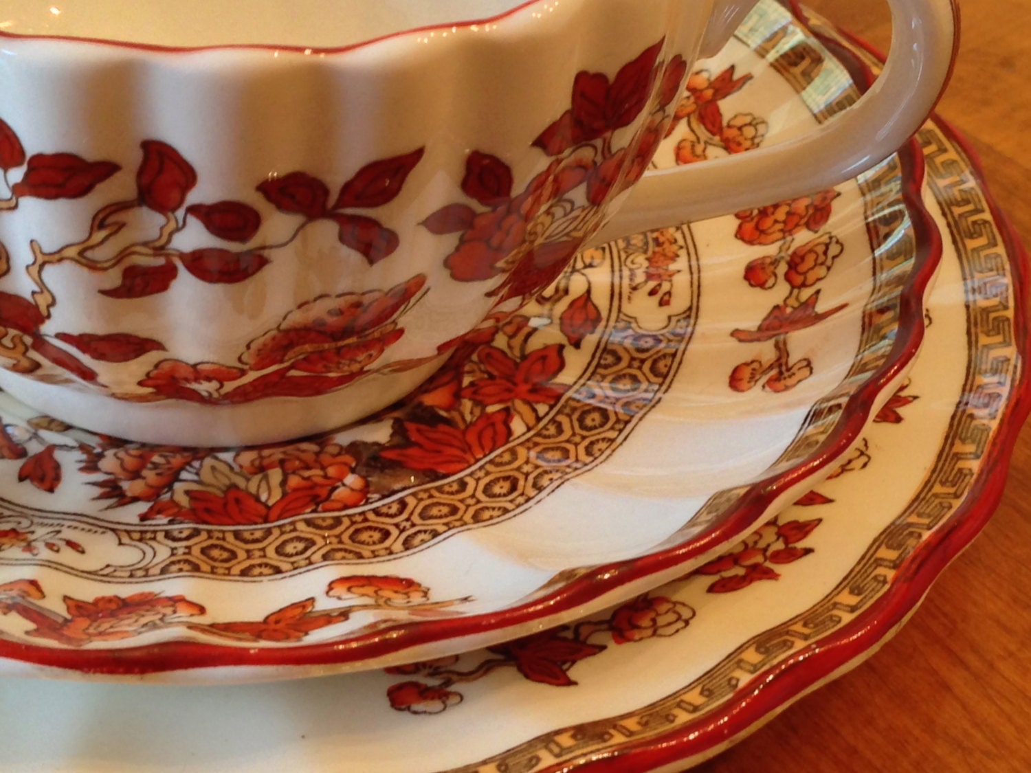 Spode “Indian Tree” Trio in Orange/Rust – Haute Juice