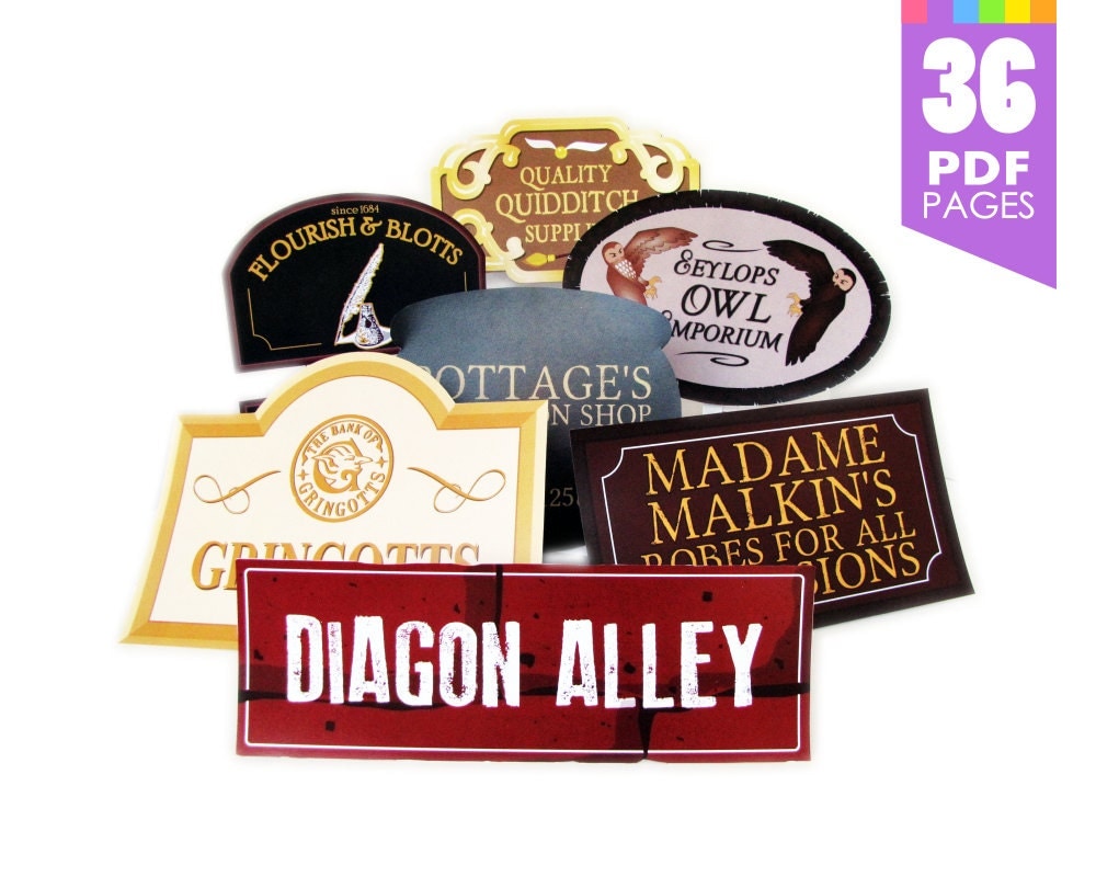 Harry Potter Diagon Alley Signs Printable