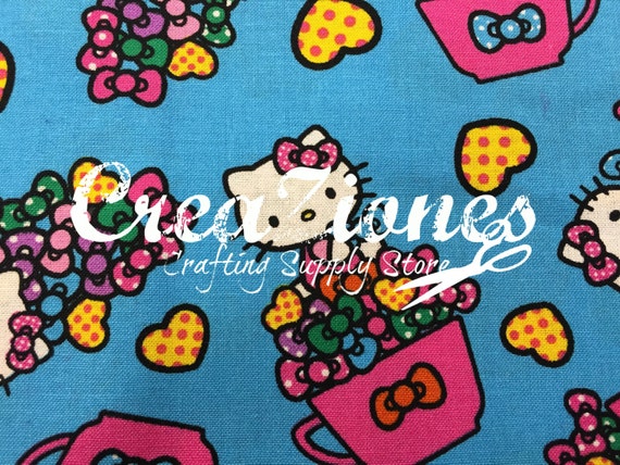 Items similar to Hello Kitty Cotton Fabric By The Yard Quilting Apparel ...