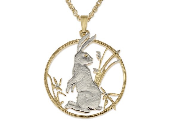 Rabbit Pendant & necklace Year of the Rabbit by Coinjewelry