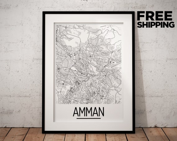 Amman Map Poster jordan Map Print Art Deco Series by iLikeMaps