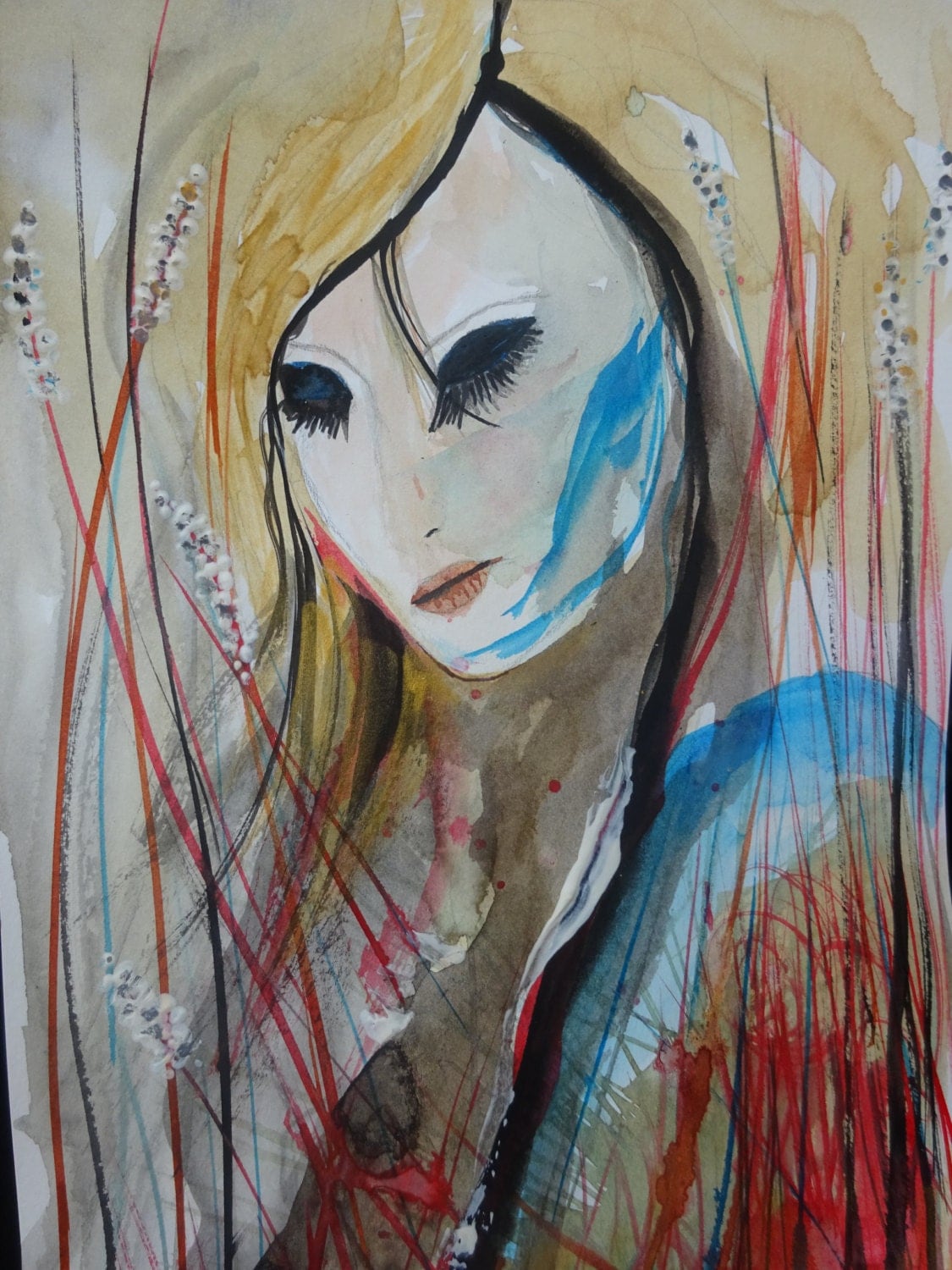 People Portrait Pen and Ink Drawing Abstract by AffordableArtumi