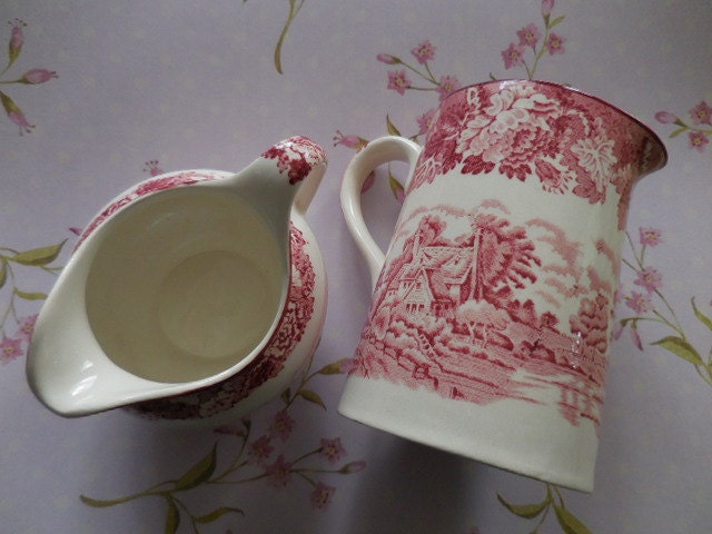 Vintage Red Transferware Creamer and Milk Pitcher – Wood and Sons ...