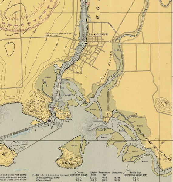 Anacortes - Skagit Bay 1947 Nautical Map, Washington Reprint PC Harbors ...