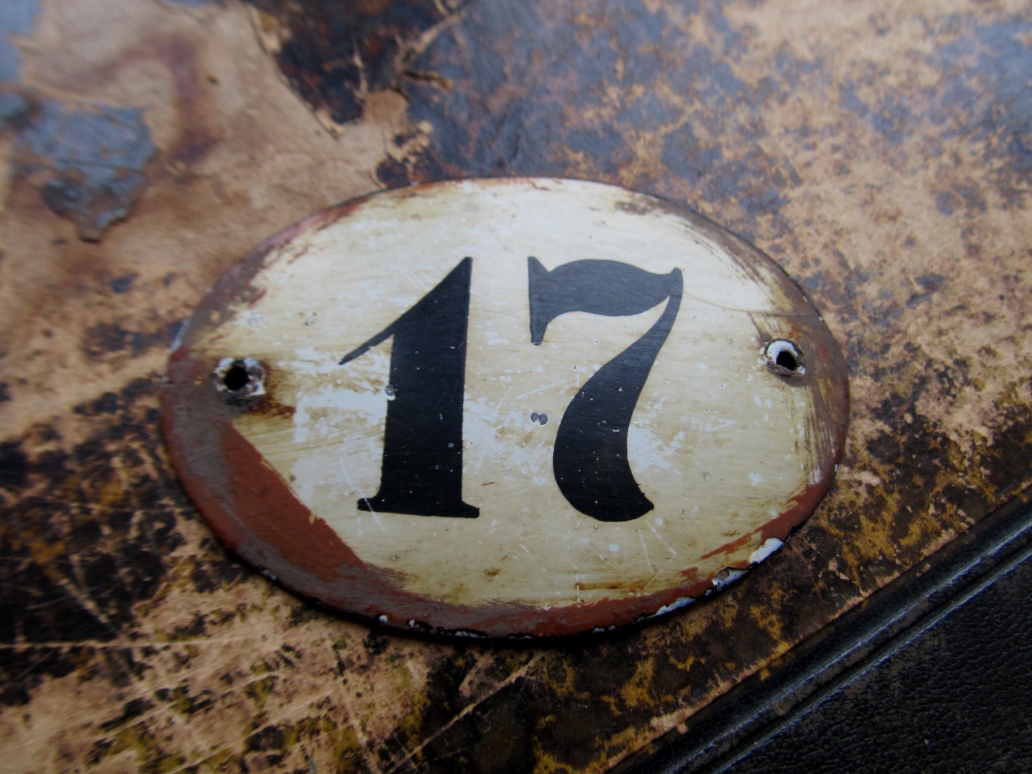 Vintage metal door number seventeen, decorative metal number “17 ...