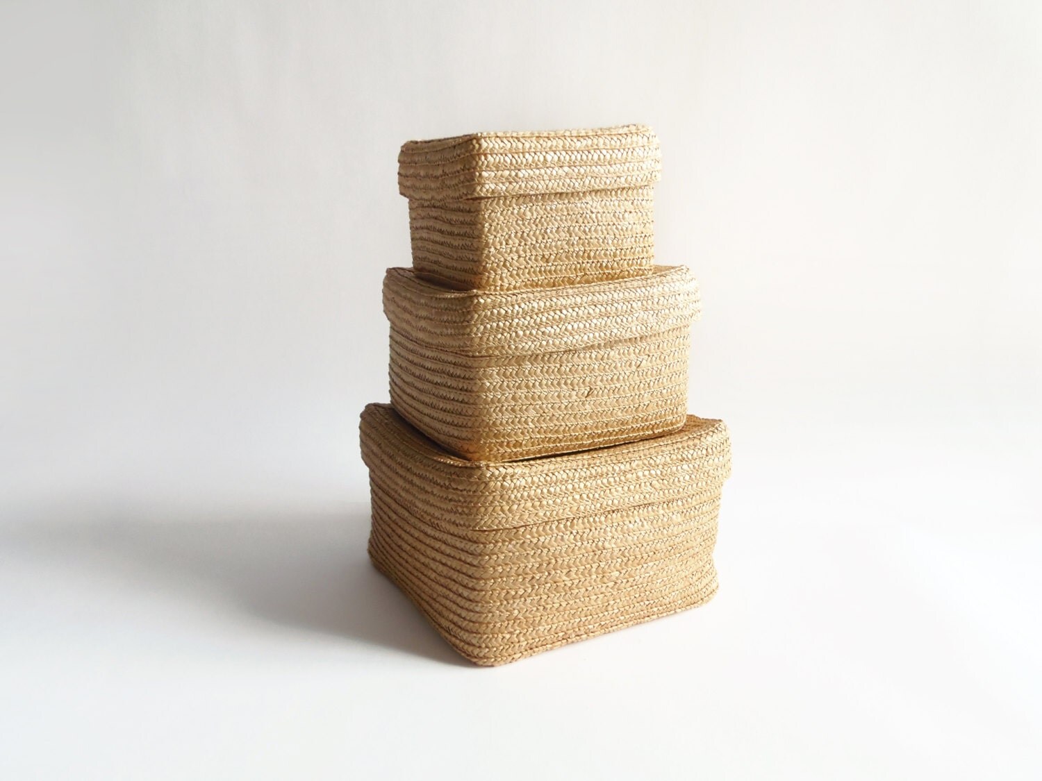 Vintage set of three woven nesting boxes – Haute Juice