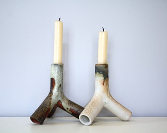 Pottery candlesticks | Etsy