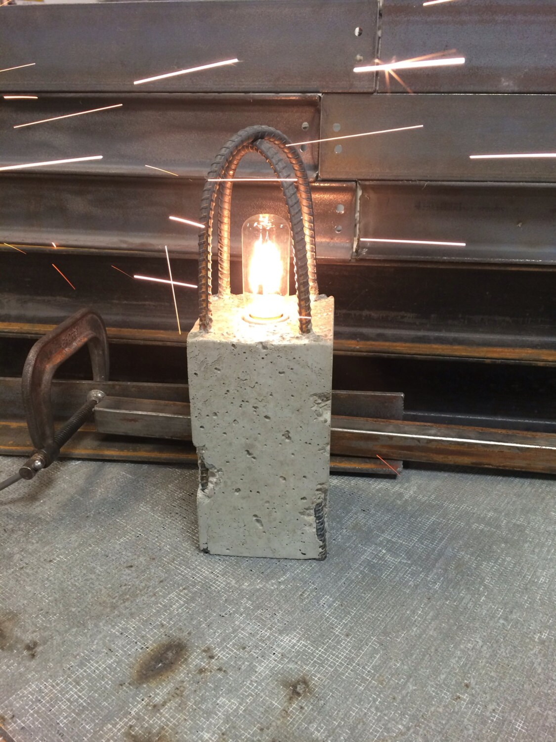 Industrial Concrete & Steel Lamp. by UCdesign on Etsy