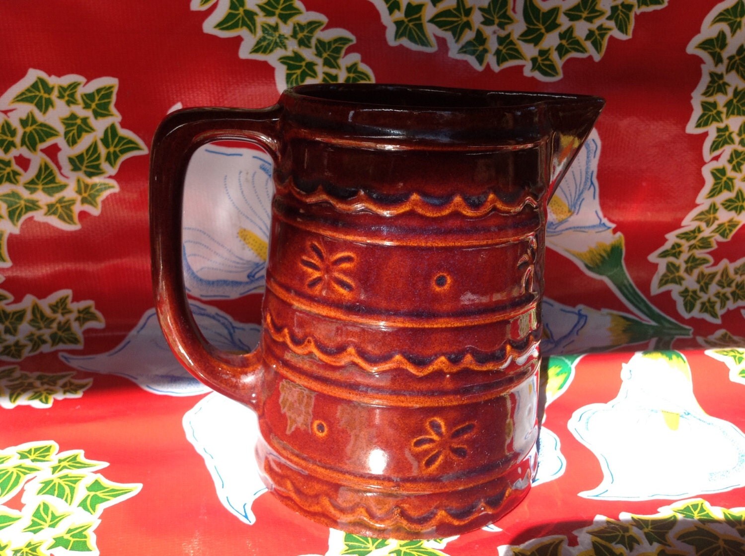 Small Marcrest daisy dot stoneware pitcher