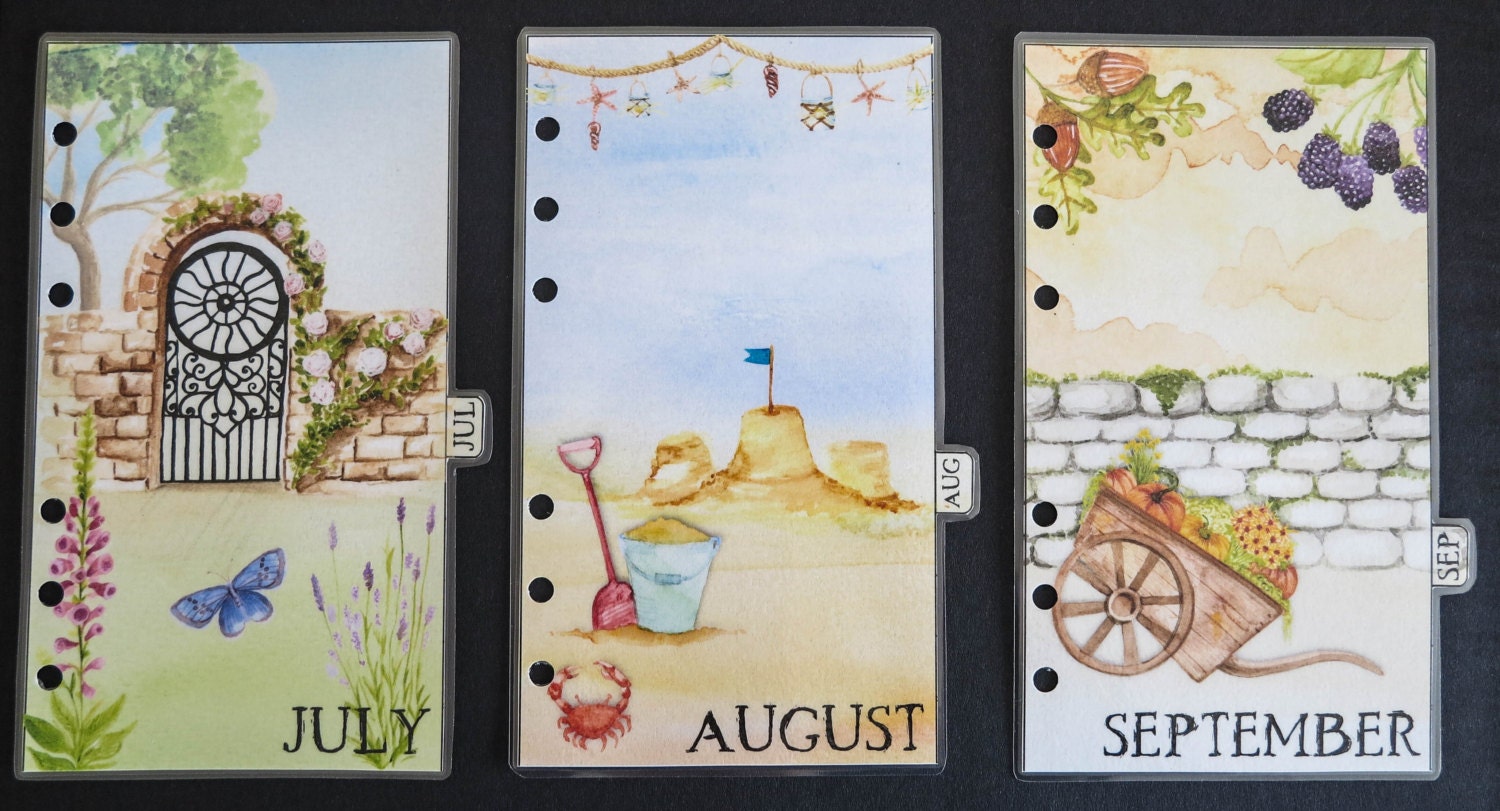 Personal size monthly dividers Jan-Dec