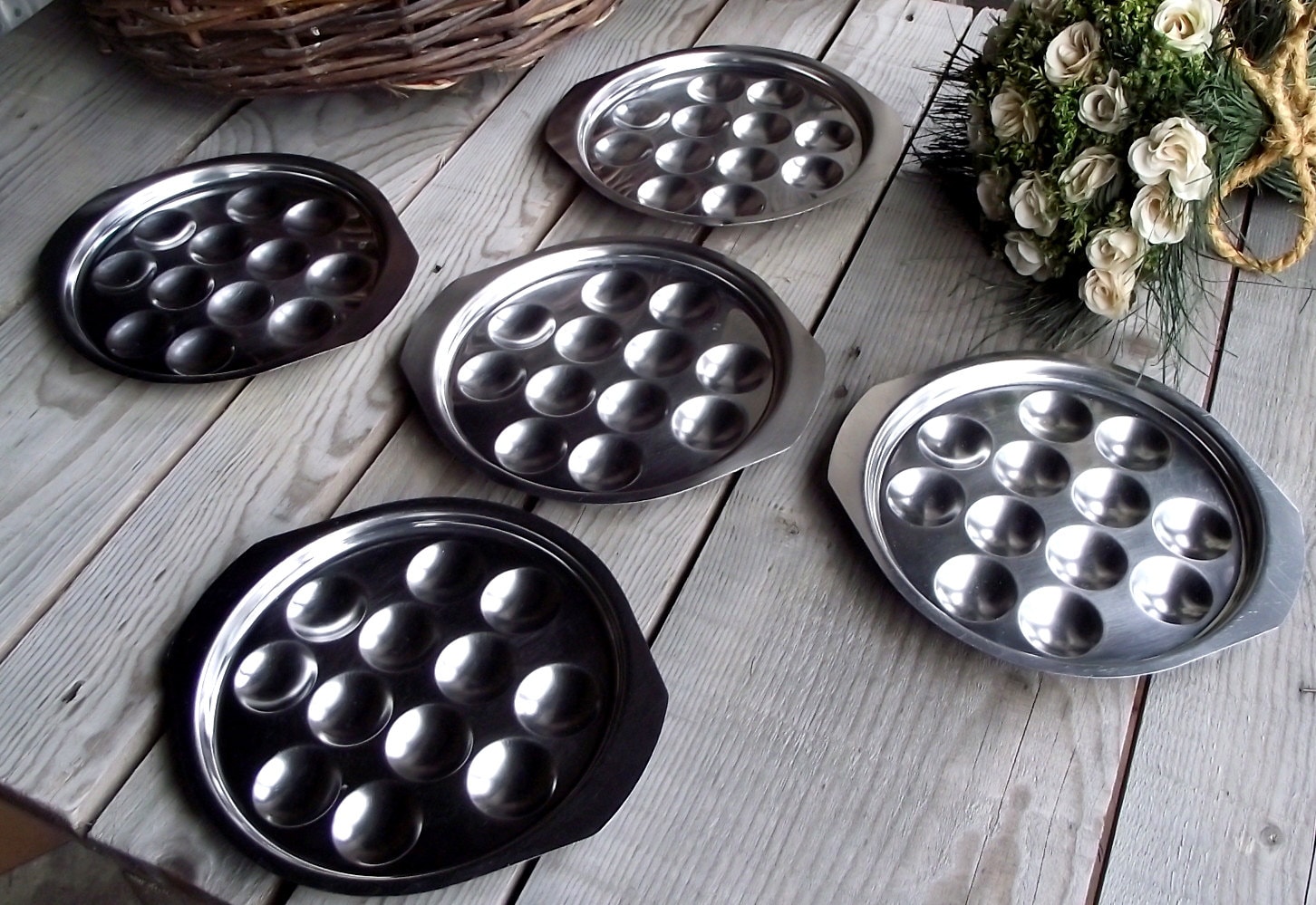 French Vintage Snail / Escargot Stainless Steel Plates – Set of 5 ...