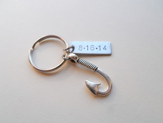 Fish Hook Keychain Couples Keychain Anniversary Gift for