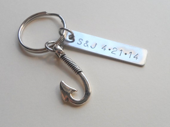 Fish Hook Keychain Couples Keychain Anniversary Gift for