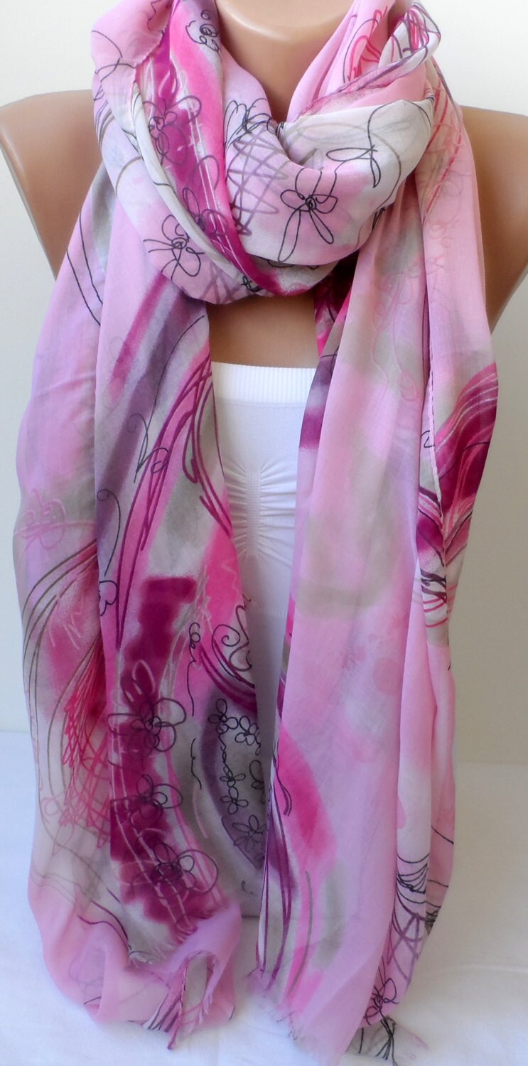 ON SALE...Colourfull Cotton Scarf in Pink Spring by elegancescarf