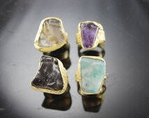 Popular items for rough gemstone ring on Etsy