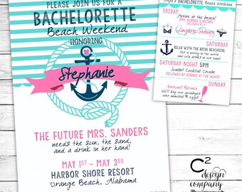 Key West Bachelorette Beach Weekend Invitation by cSquaredDesignCo