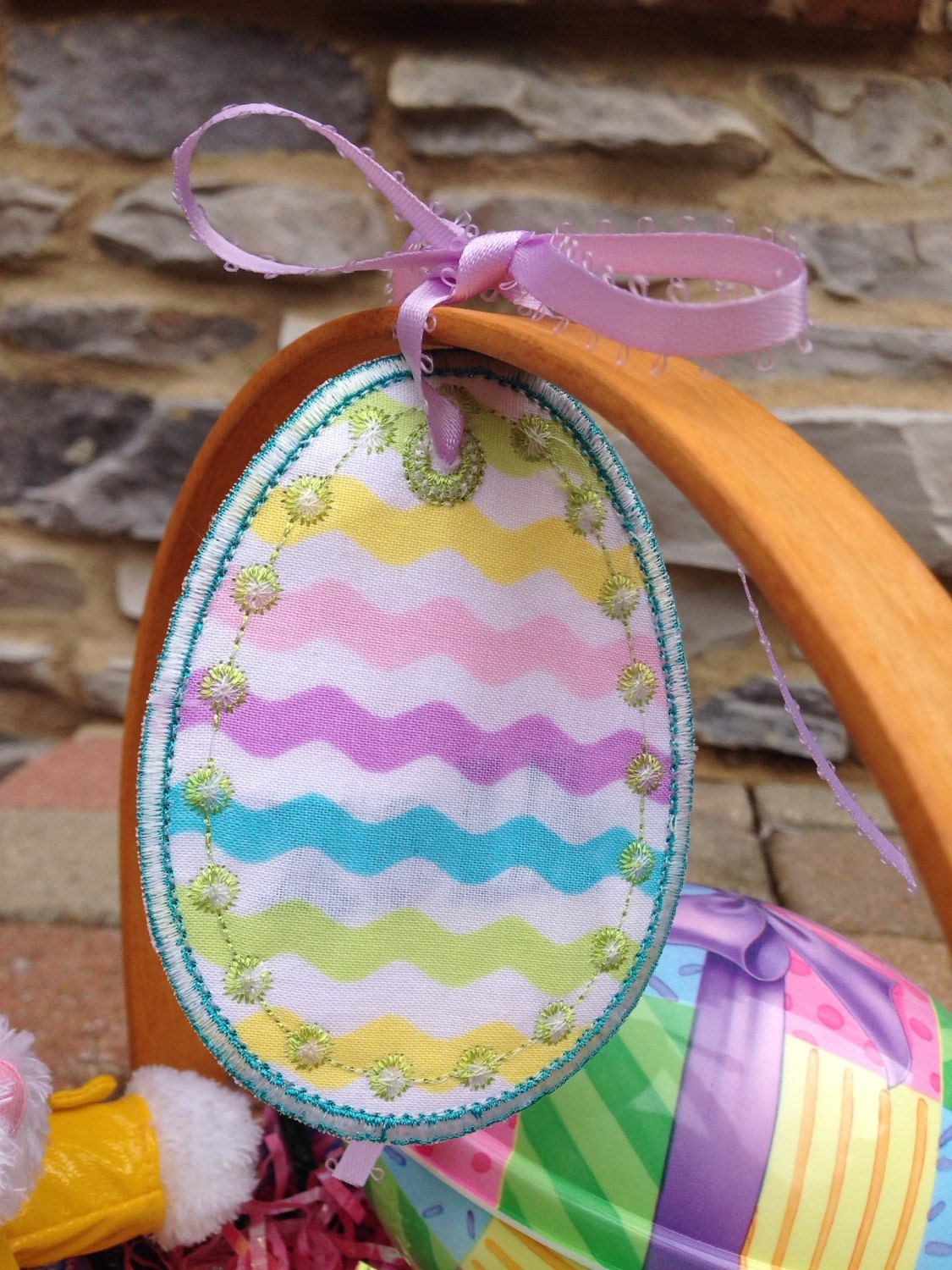 Easter Egg Basket Name Tag Embroidered Appliqué by ExtraTouchGifts