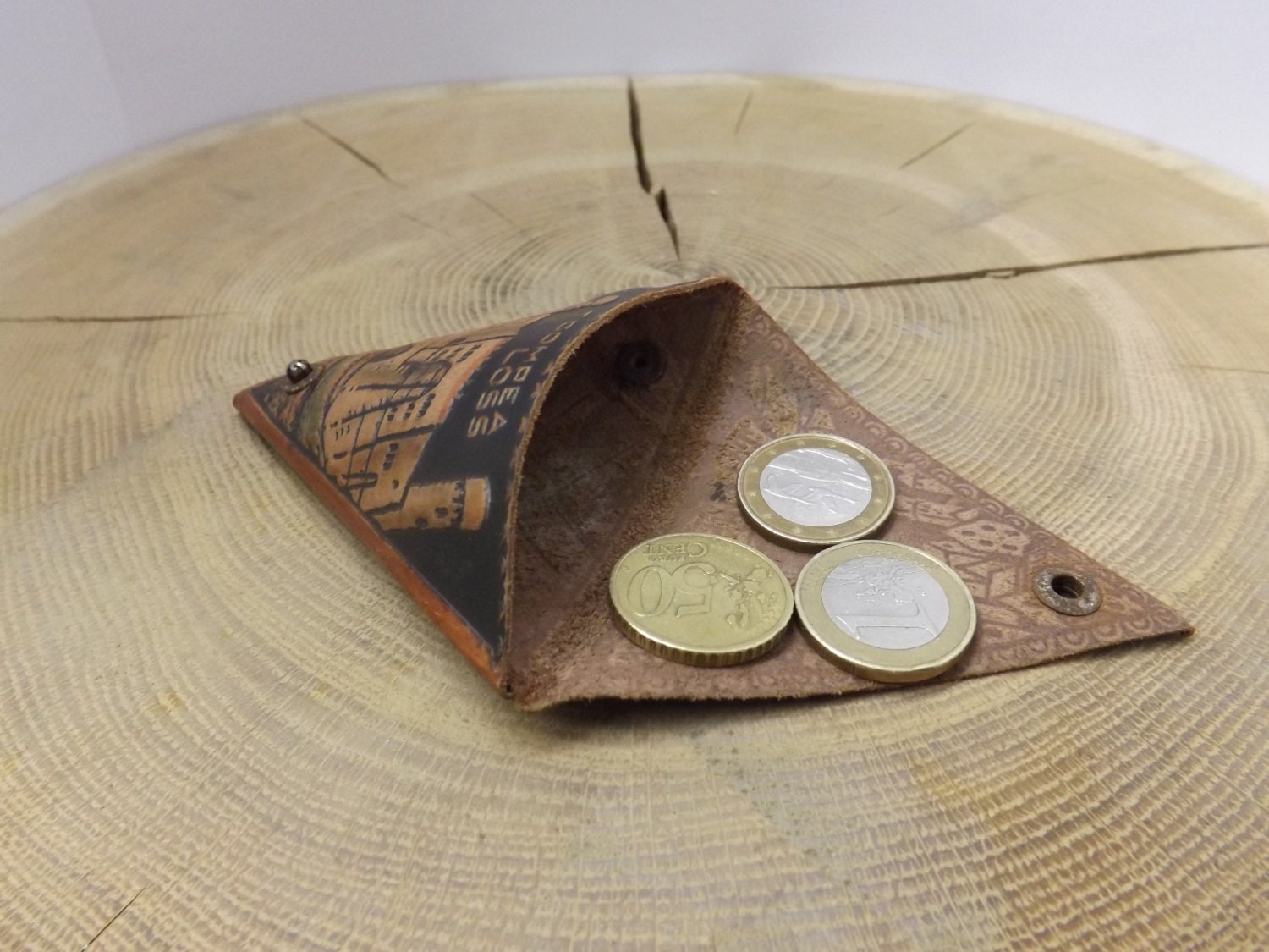 Soviet Vintage small wallet , Brown Leather, Handmade Wallet, Retro ...