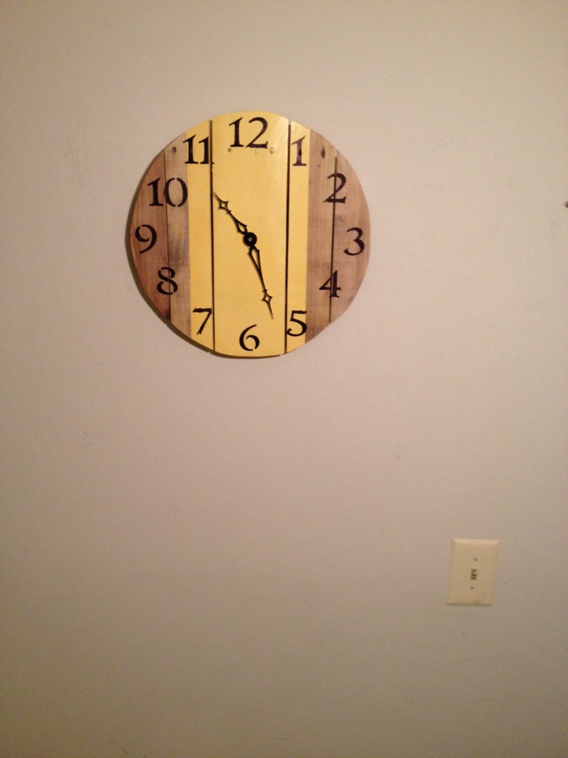 15.5 Rustic Yellow Pallet Wood Wall Clock by SheltonWoodworks