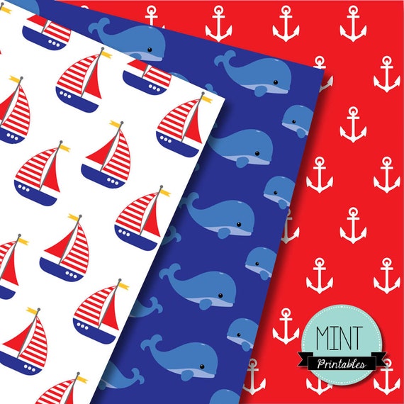 Nautical Scrapbooking Paper Digital Paper Anchor Anchors