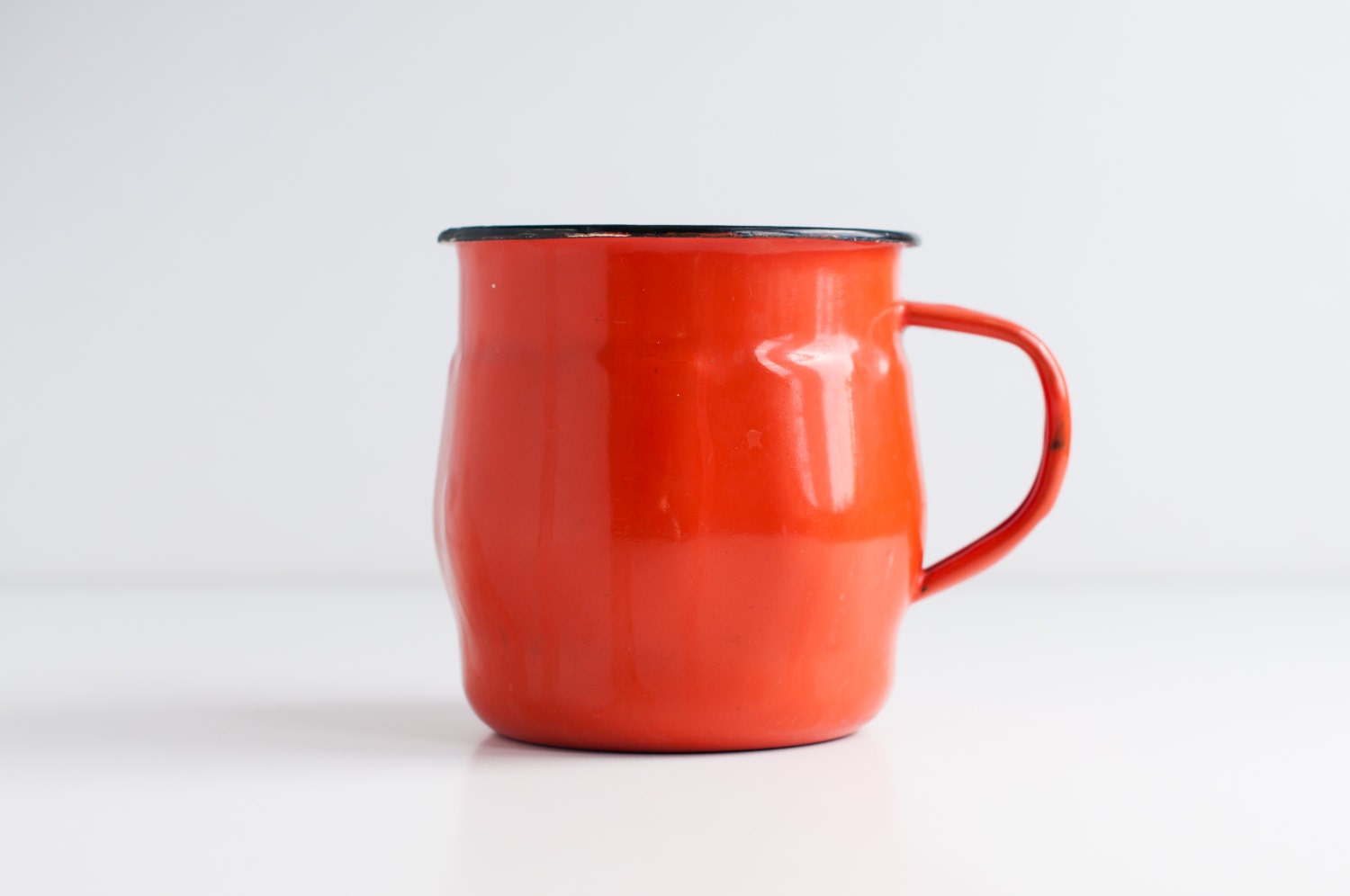 Vintage enamel mug Orange mug Soviet enamelware Russian