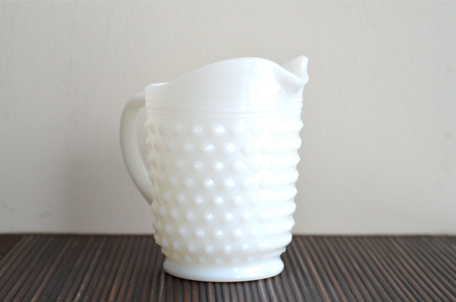 Vintage Milk Glass Pitcher Small Water Juice Pitcher Hobnail Milk Glass ...