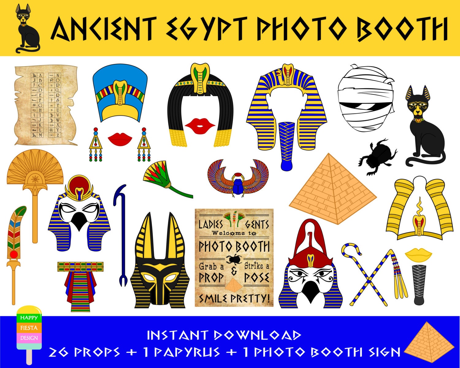 PRINTABLE Egypt Photo Booth Props-Ancient Egypt Props-Egyptian