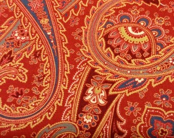 Popular items for red paisley fabric on Etsy