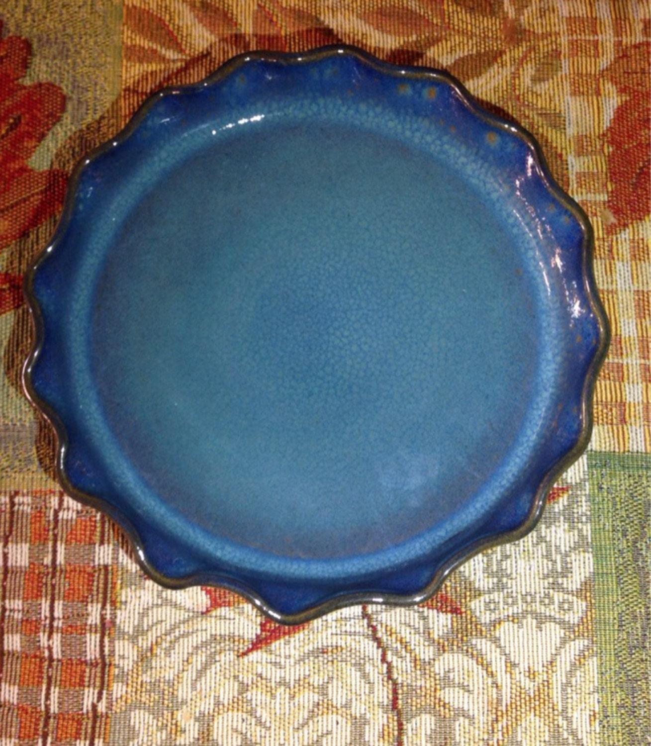 Beautiful blue 8 inch pie pan plate dish by Greatlakespottery
