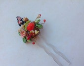 Items similar to Fairy tales hair pin,tiny porcelain witch,moss,vintage ...