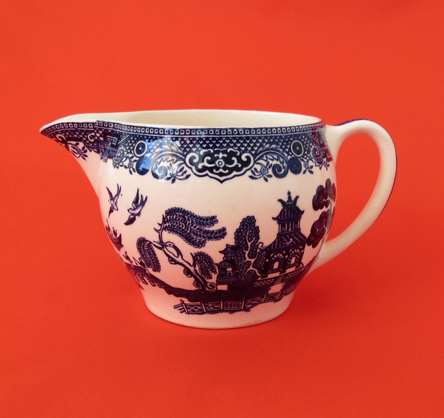 Vintage Milk Jug by Johnson Bros – “Willow” Pattern Vintage Creamer ...