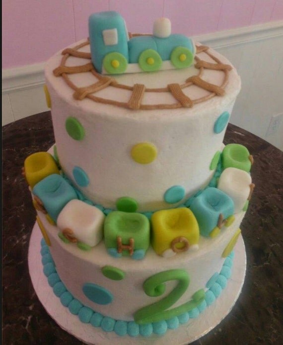 Items similar to Handmade Edible Fondant Train Cake Topper on Etsy