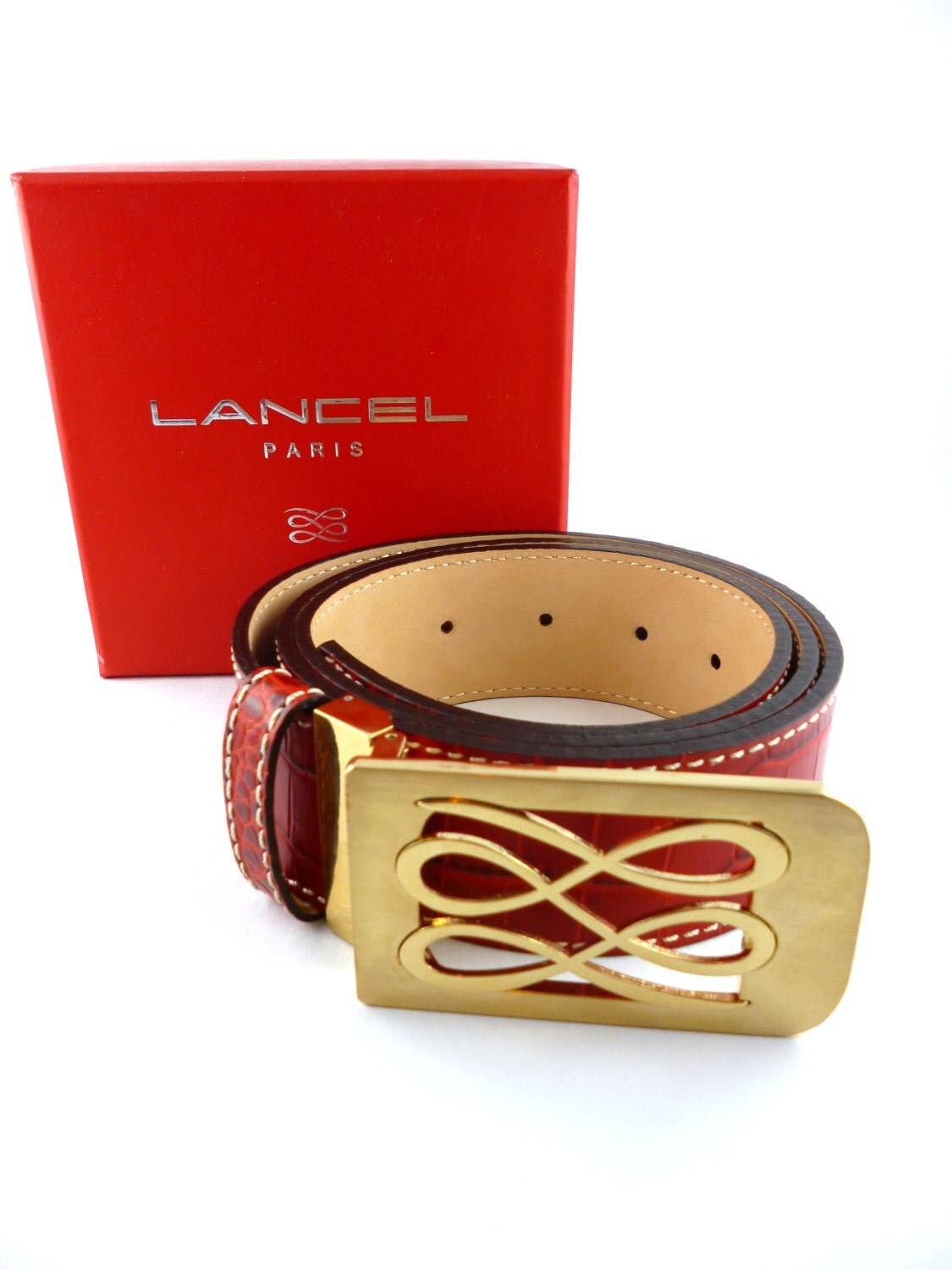 LANCEL * Gorgeous red leather wide belt with iconic monogram – Haute Juice