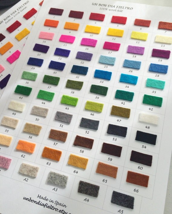 Color chart 100% wool felt made in Spain made in europe felt
