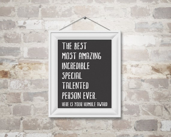 Humble Award Funny Poster Art Fun Wall Art by FourLetterWordCards