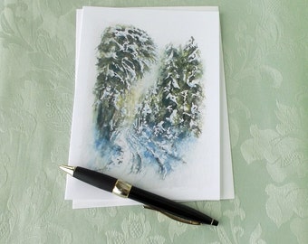 Watercolor Winter Path, Boxed Gift Set of 5 (5x7) Blank Note Cards ...