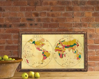 World map poster Old map of the world Wall map by AncientShades