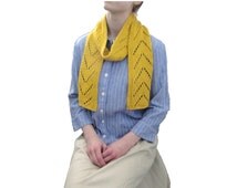 Bright Yellow Scarf, Vegan Cotton & Silk, Hand Knit, Fashion, Chevron ...